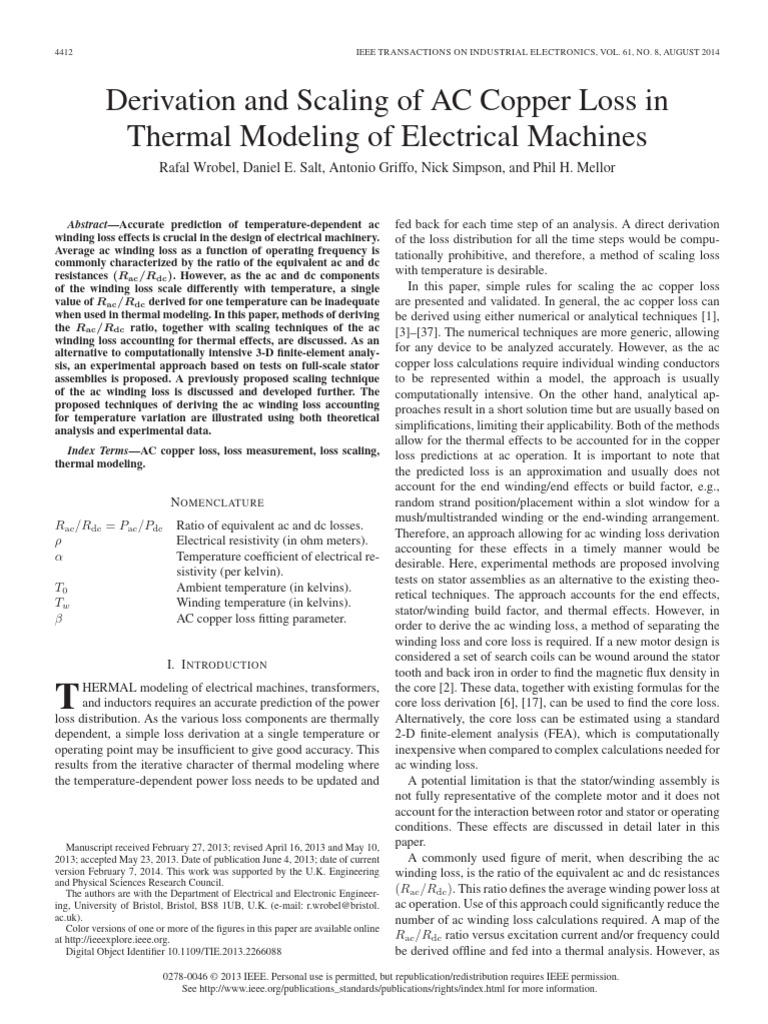 Derivation and Scaling of AC Copper Loss in Thermal Modeling of ...