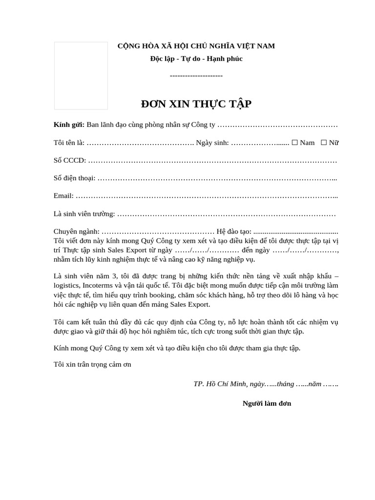 Mau Don Xin Thuc Tap Thu Nhat | PDF