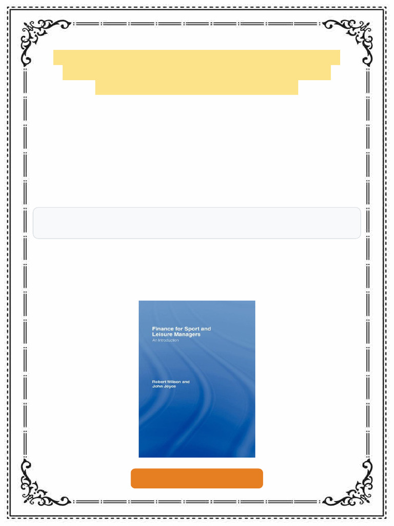 Finance For Sport and Leisure Managers An Introduction 1st Edition ...