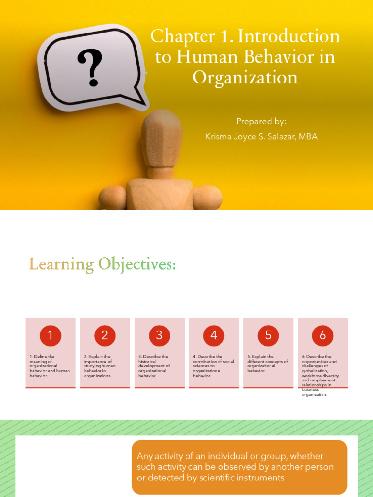 Chapter 1. Introduction To Human Behavior in Organization | PDF ...
