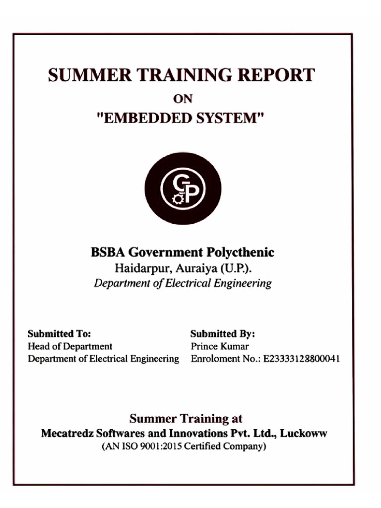 New Summer Training Report Embedded System With Arduino | PDF
