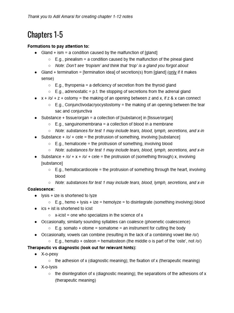 Med Term Exam Notes (Things To Watch Out For) | PDF | Grammatical ...