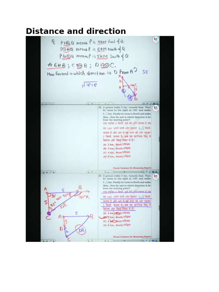Distance and Direction | PDF