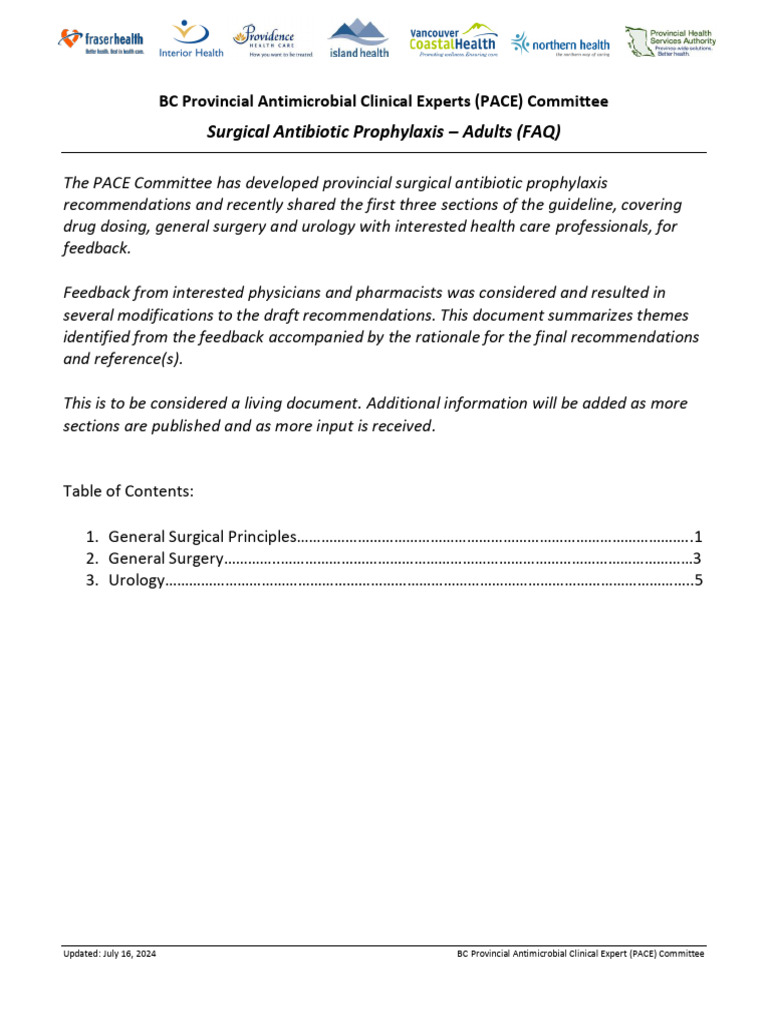 Surgical Antibiotic Prophylaxis Guidelines | PDF | Methicillin ...