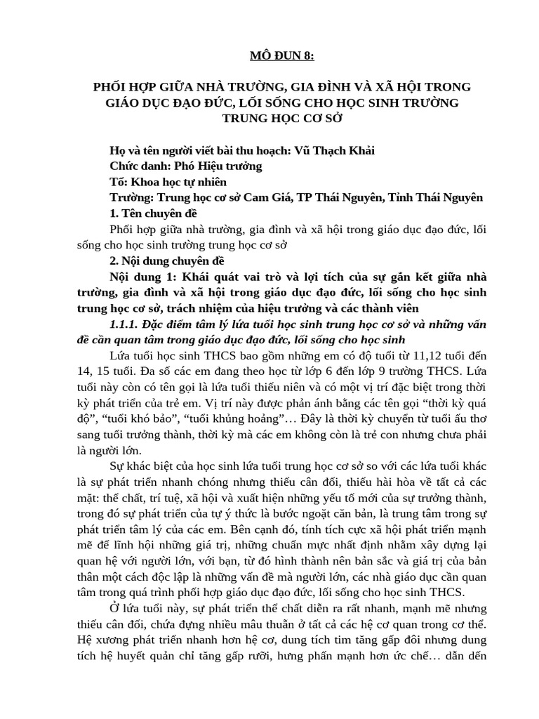 Bai Thu Hoach Modul 8 | PDF