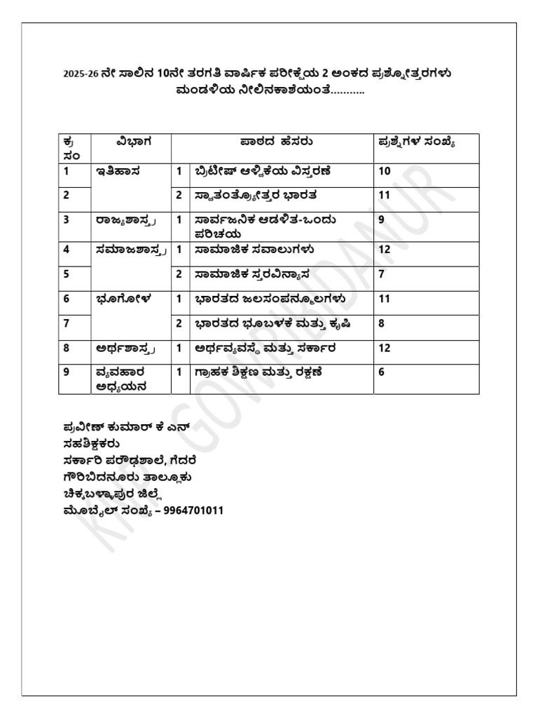 10 SS KM 2marks 2025-26 | PDF