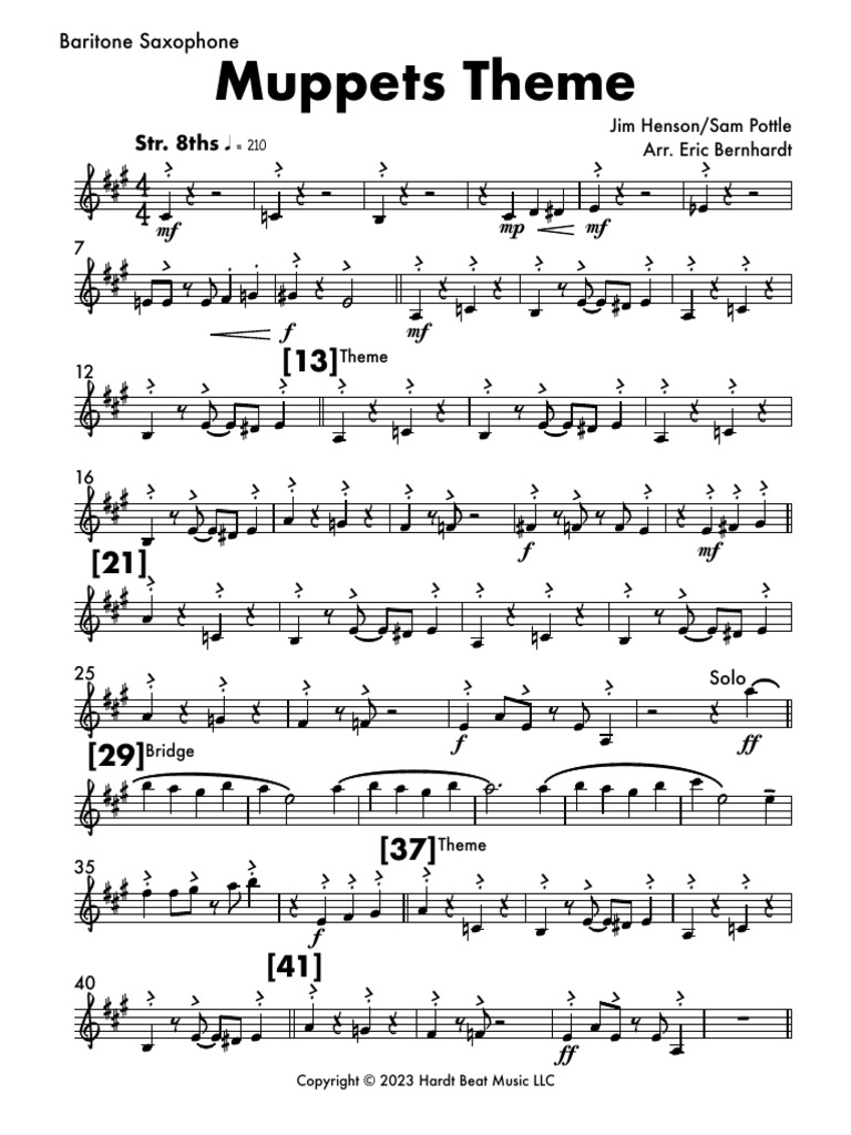 Muppets Theme pour Saxophone Baryton | PDF
