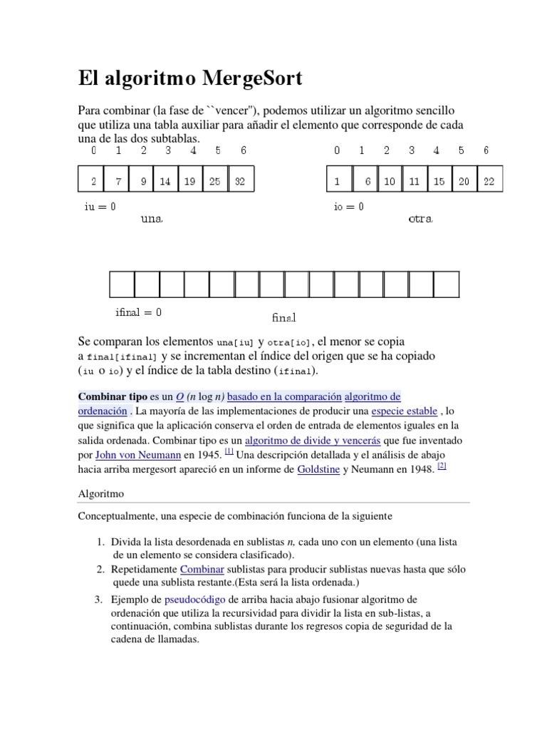 Merge Sort | PDF | Algoritmos | Algoritmos y Estructuras de Datos