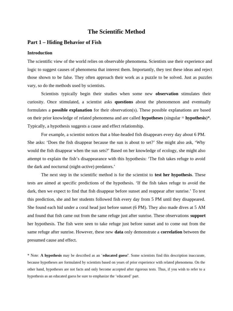 Fish and Cricket Behavior Study | PDF | Hypothesis | Scientific Method