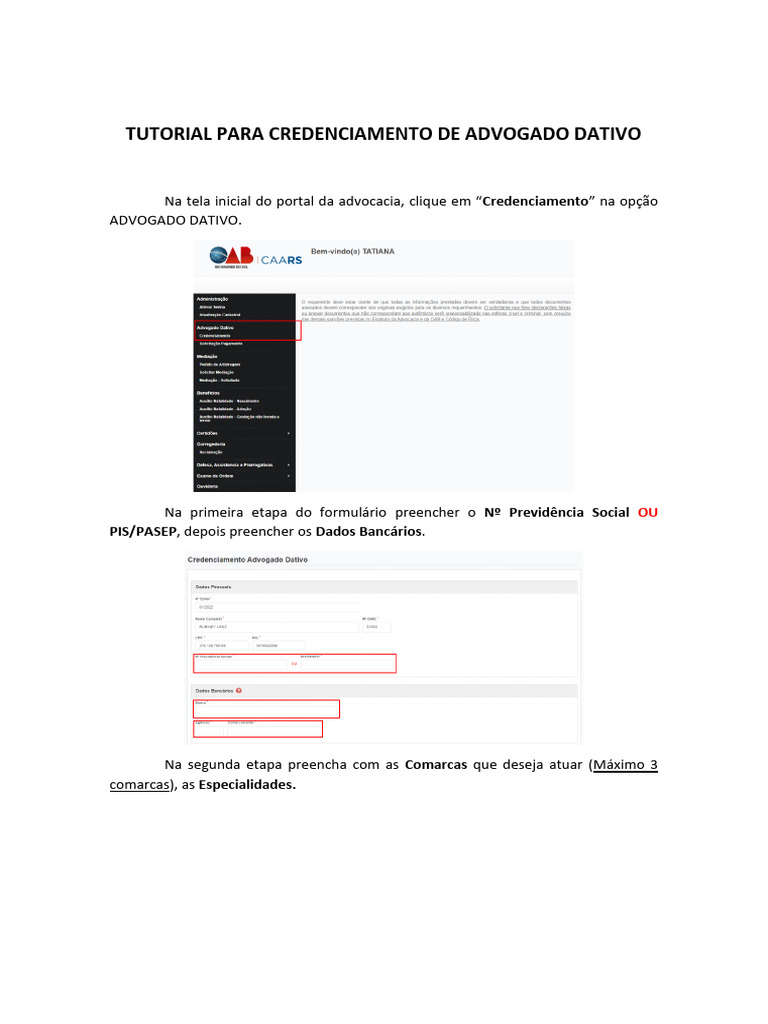 Credenciamento de Advogado Dativo: Guia Rápido | PDF