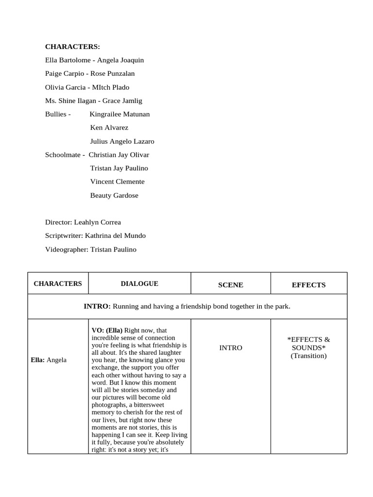 Leizy Production Script | PDF