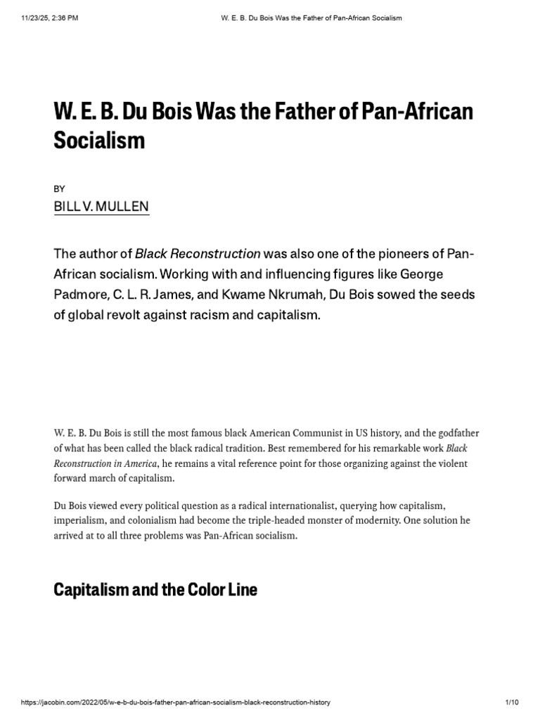 W. E. B. Du Bois Was The Father of Pan-African Socialism | PDF | Pan ...