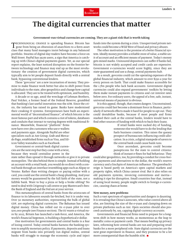 The Rise of Government Digital Currencies | PDF | Money | Banks