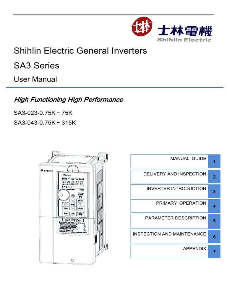 Shihlin SA3 | PDF | Power Inverter | Parameter (Computer Programming)