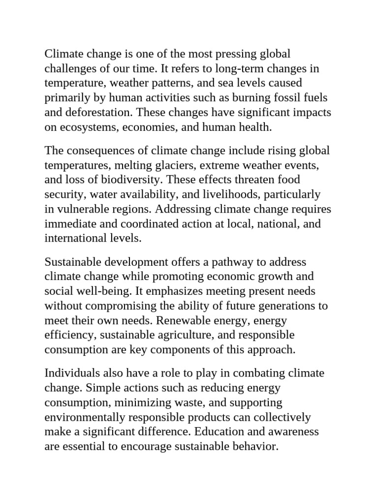Climate Change and Sustainable Development | PDF | Climate Change ...