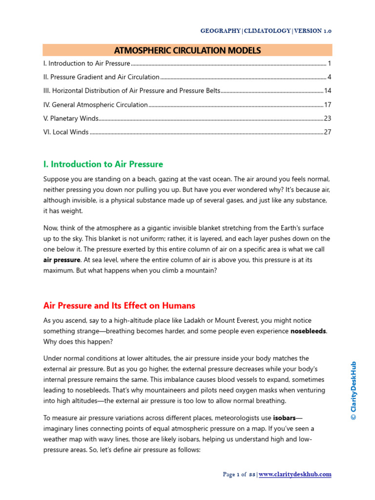 Atmospheric Circulation and Air Pressure | PDF | Atmospheric ...