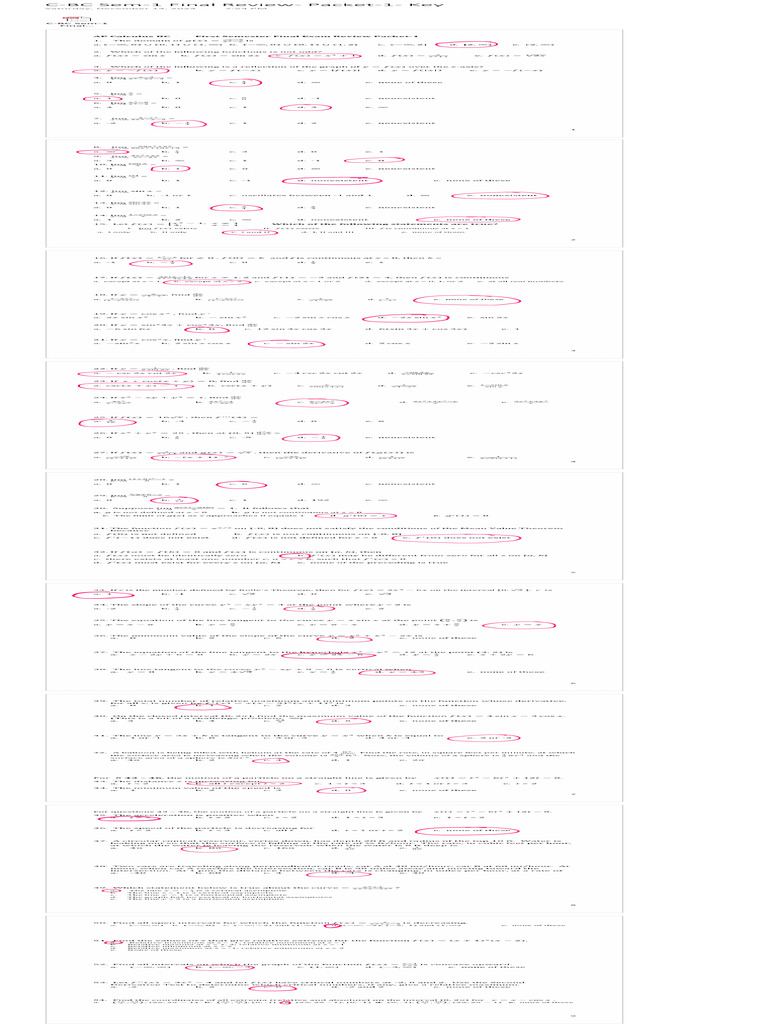 C BC Sem 1 Final Review Packet 1 Key | PDF