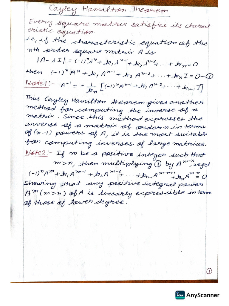 Cayley Hamilton Theorem | PDF