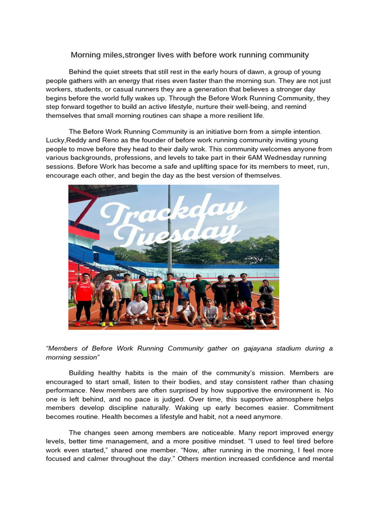 Morning Miles, Stronger Lives With Before Work Running Community | PDF ...