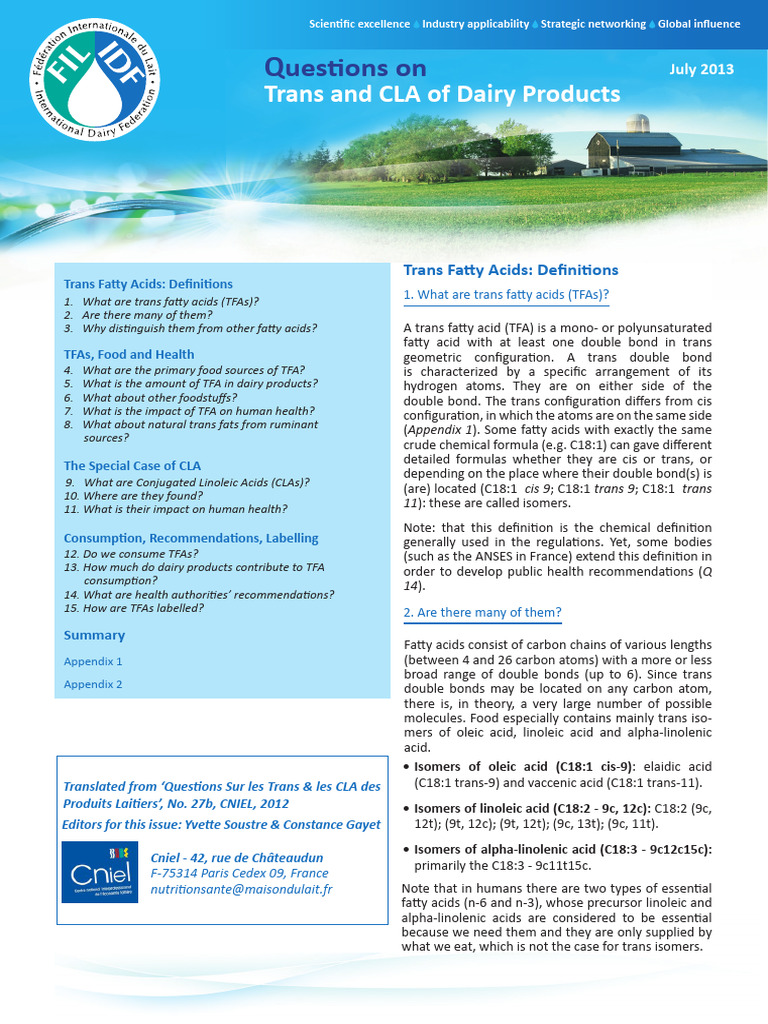 Question On Trans and CLA of Dairy Product | PDF | Trans Fat | Fat