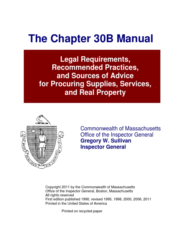 Massachusetts General Laws Chapter 30b - Manual | Request For Proposal ...