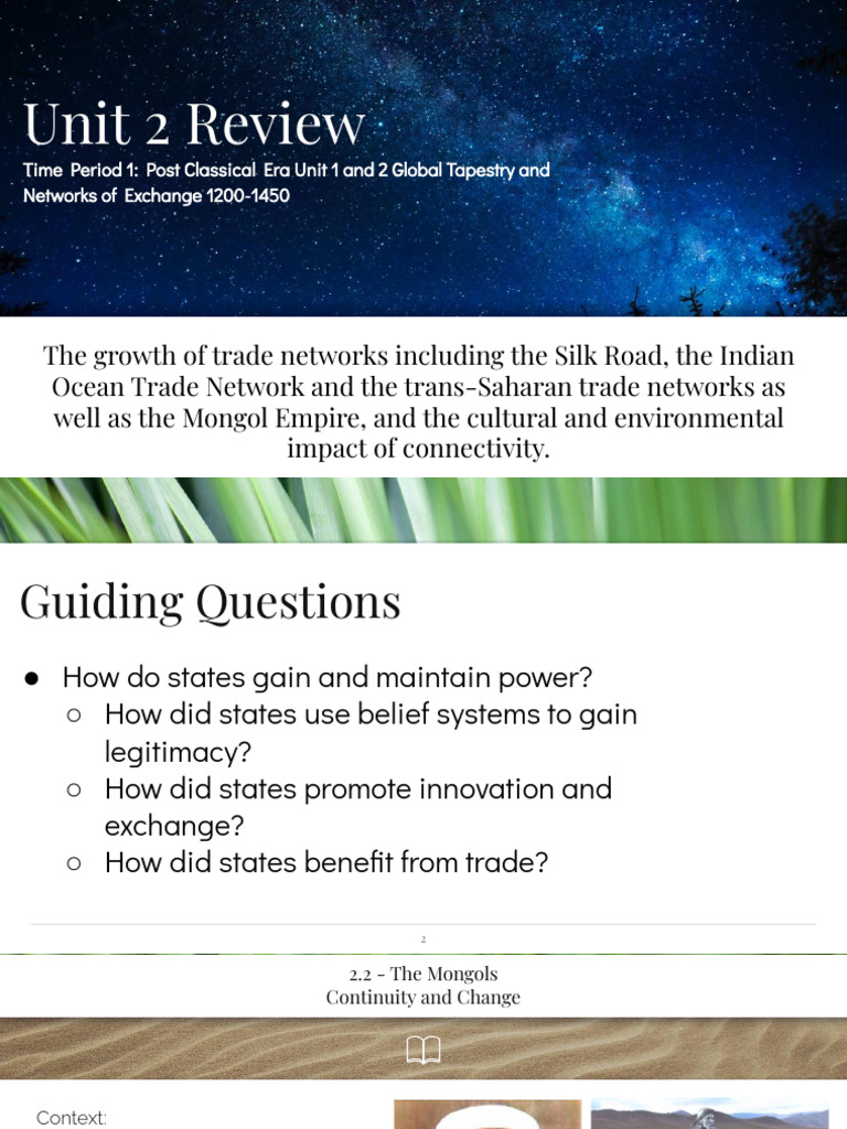 Unit 2 Review Slides | PDF | Mongol Empire | Silk Road