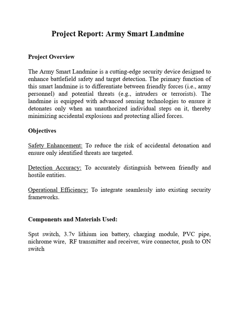Army Smart Landmine Project Overview | PDF | Land Mine | Fuze