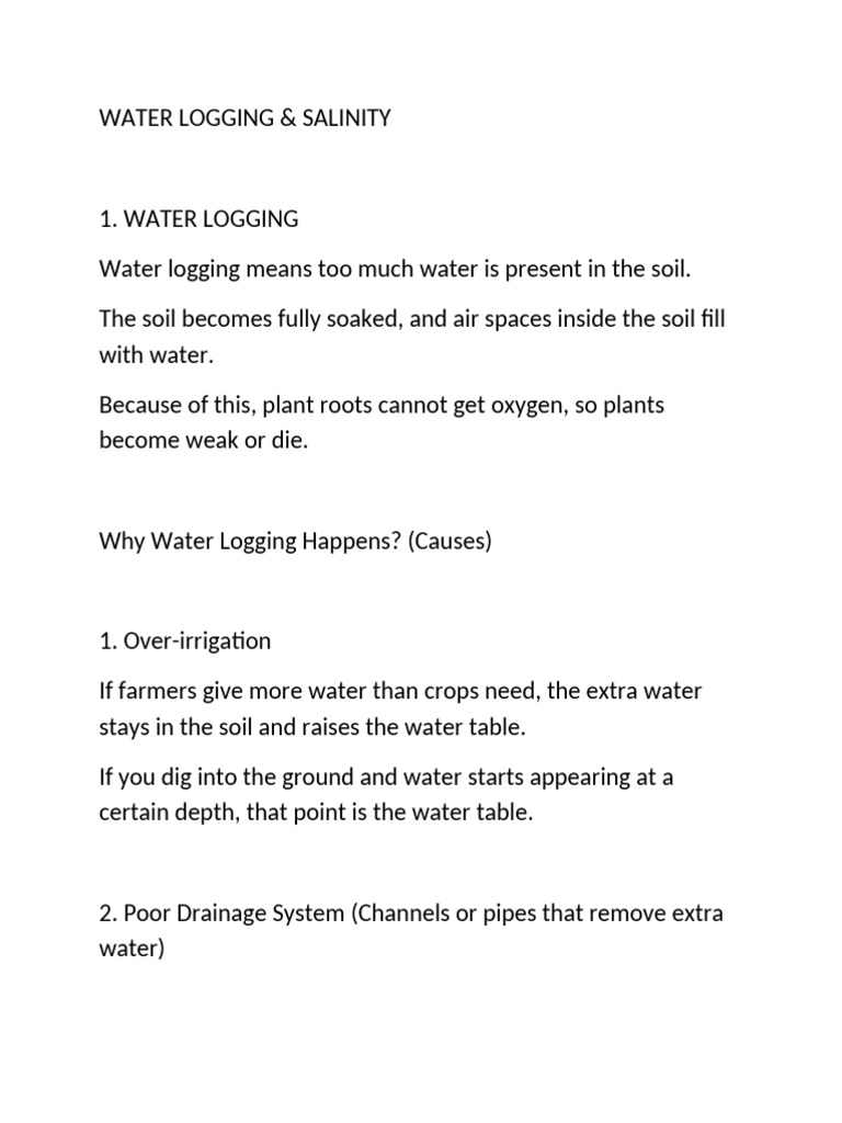 Water Logging and Salinity Management | PDF