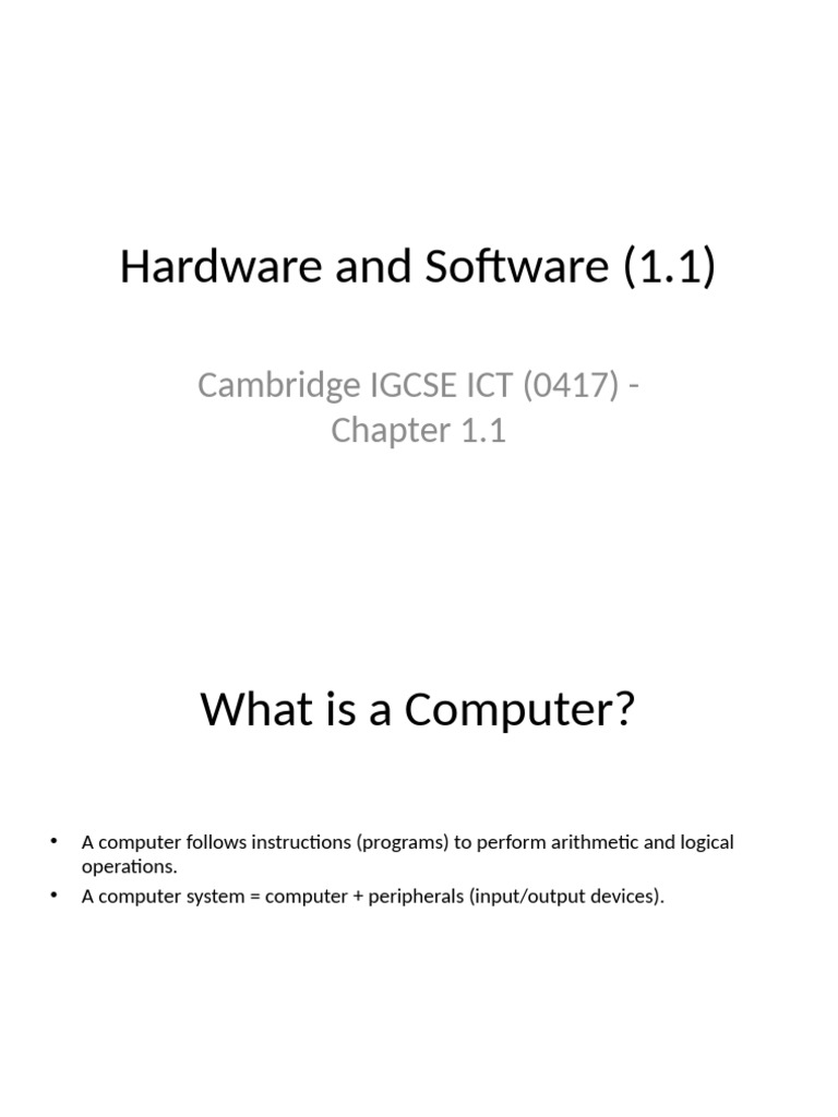 Chapter 1.1 Hardware and Software | PDF