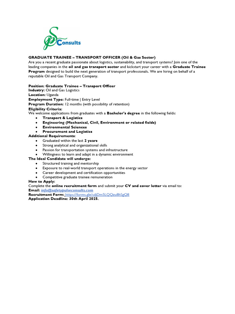 Graduate Trainee Advert | PDF