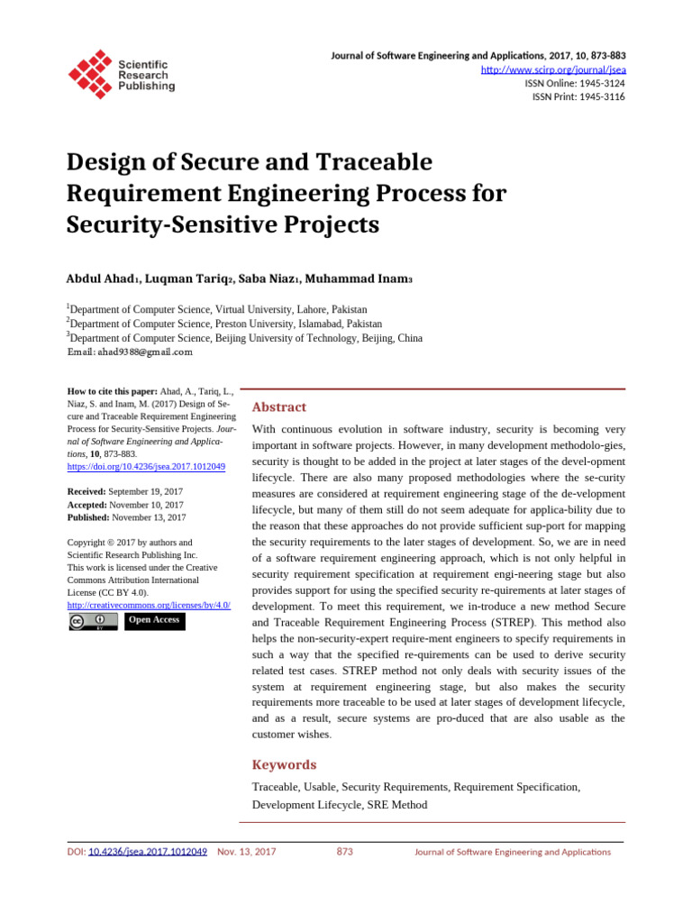 Design of Secure and Traceable Requirement | PDF | System | Software Design