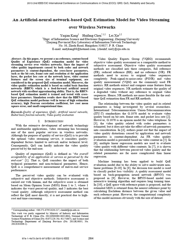 An Artificial-neural-network-based QoE Estimation Model for Video ...