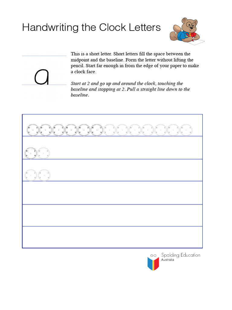 Handwriting Clock Letters Guide | PDF