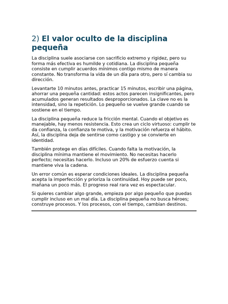 El Poder de la Disciplina Pequeña | PDF