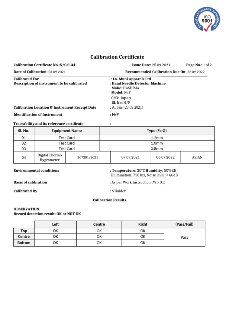 10 Hand Needle Detector Machine | PDF | Calibration | Applied And ...