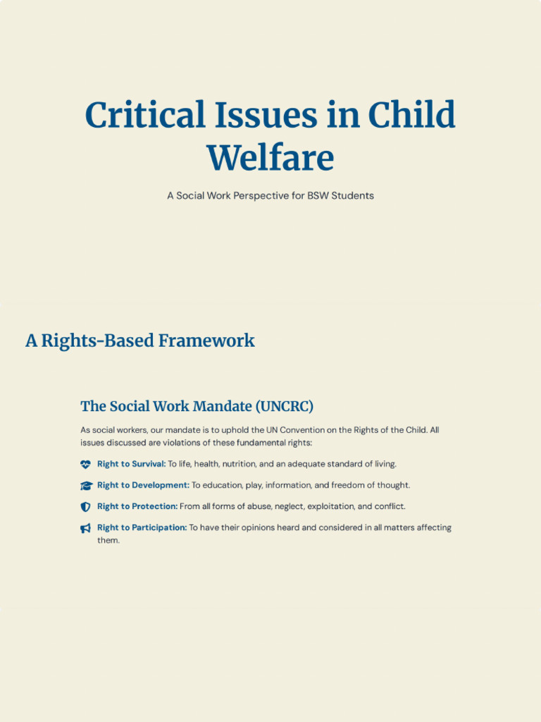 Critical Issues in Child Welfare (BSW Student Version) | PDF