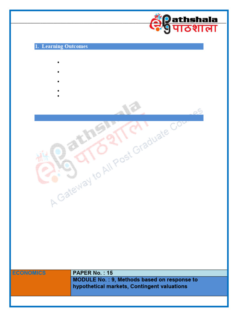 Contingent Valuation Method | PDF | Survey Methodology | Valuation ...