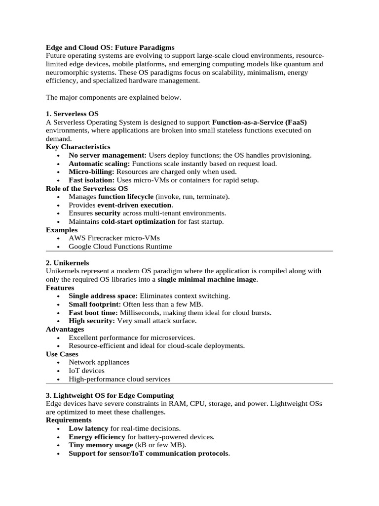 Future Operating Systems: Edge & Cloud | PDF | Operating System ...