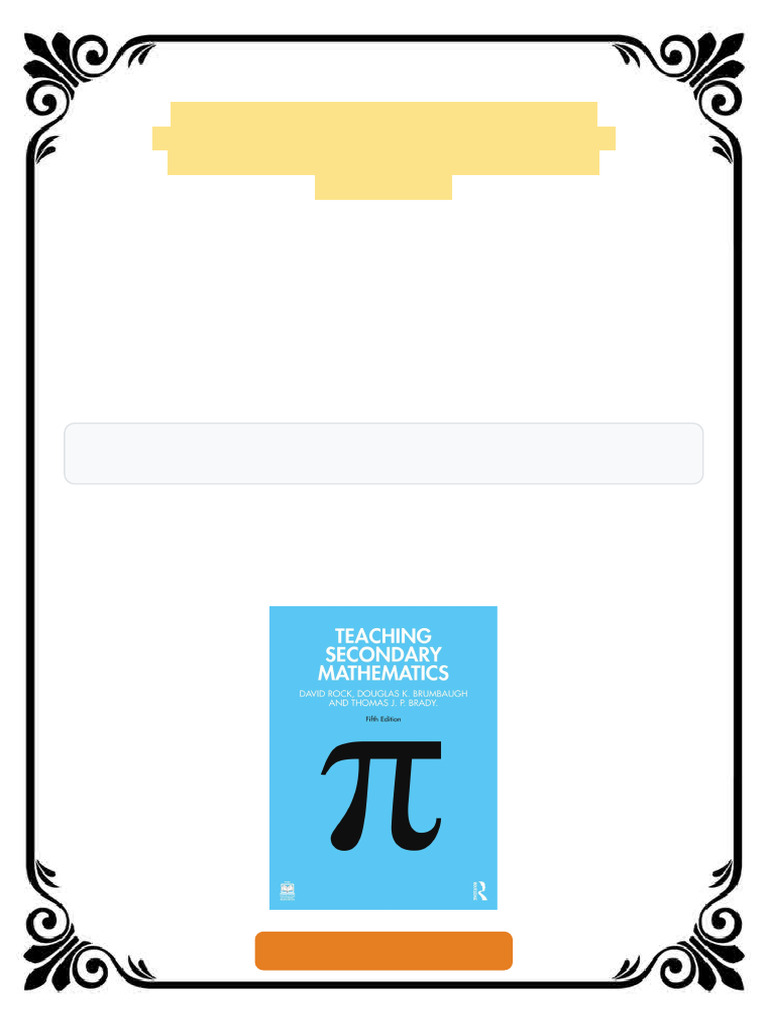 Teaching Secondary Mathematics 5th Edition David Rock & Douglas K ...