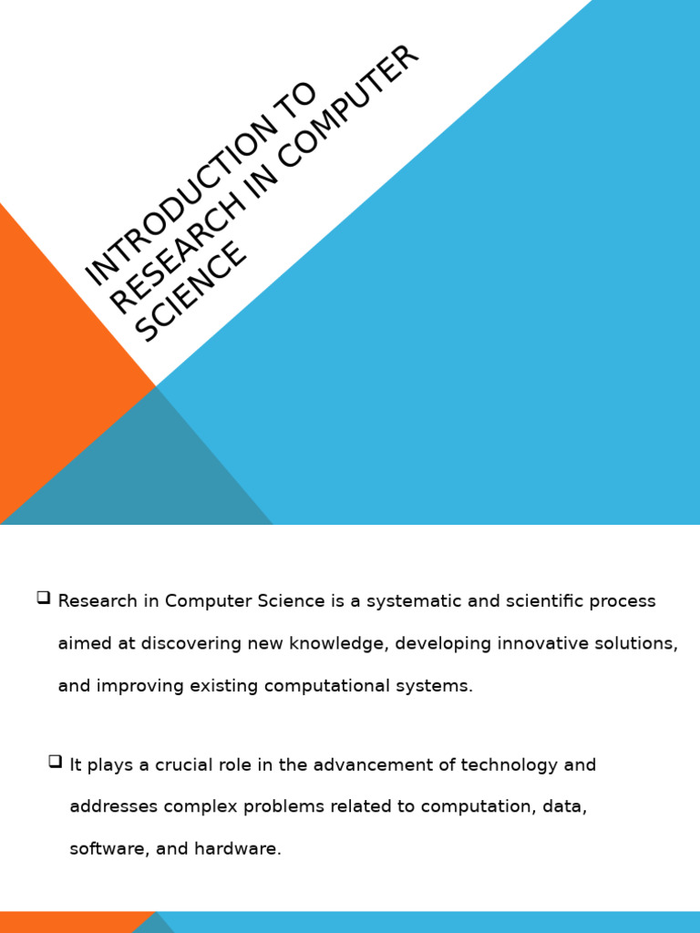 Introduction To Research in Computer Science | PDF | Computer Science ...