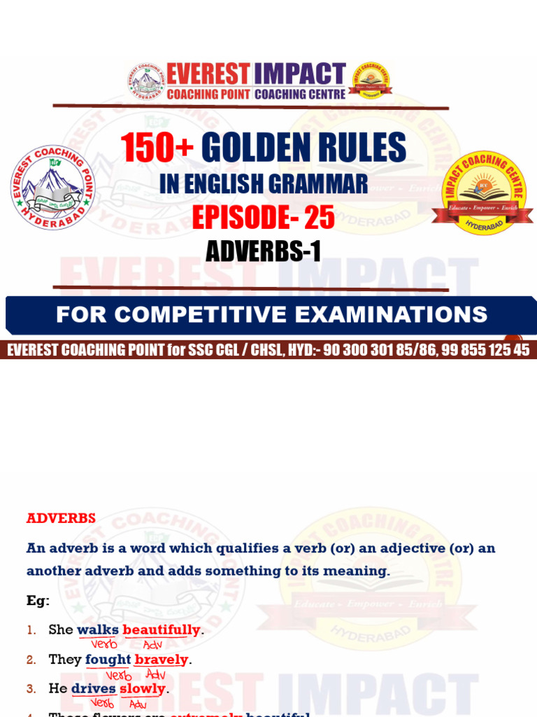 Essential Adverb Rules for Grammar | PDF | Adverb | English Grammar