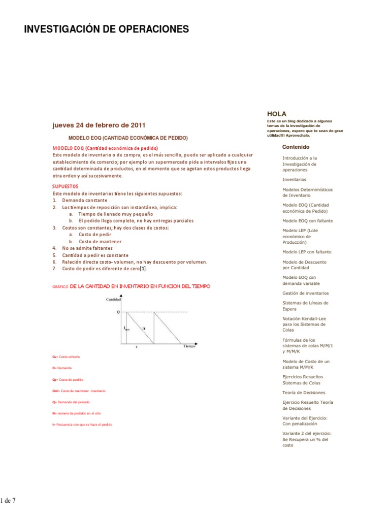 Modelo EOQ: Supuestos y Ejercicios | PDF | Inventario | Economias