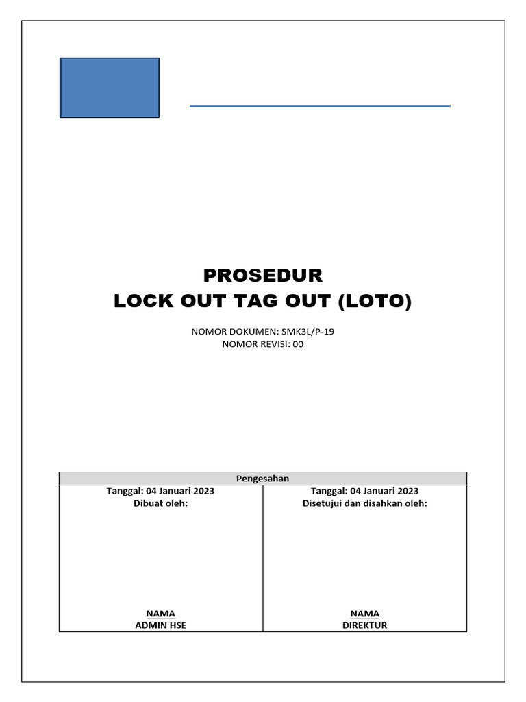 Prosedur Lock Out Tag Out (LOTO) K3 | PDF