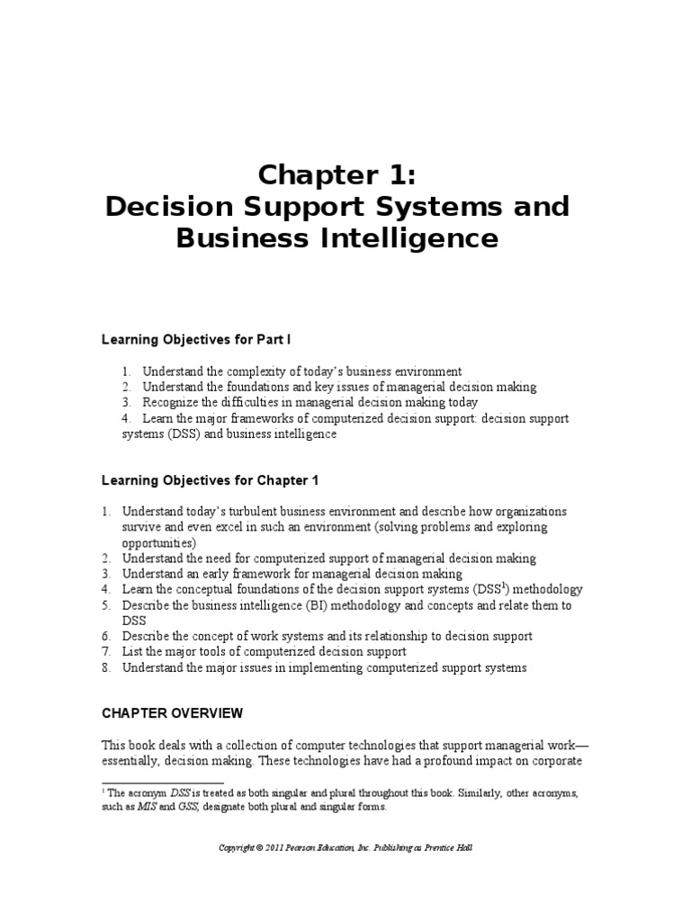 Turban Dss9e Im Ch01 | PDF | Business Intelligence | Decision Support System