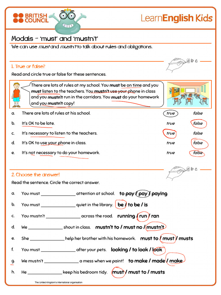 Modals: Must and Mustn't Rules | PDF