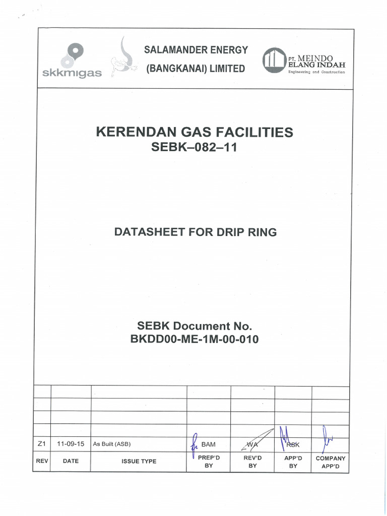 BKDD00-ME-1M-00-010 Rev.Z1 - Approved Data Sheet For Drip Ring | PDF