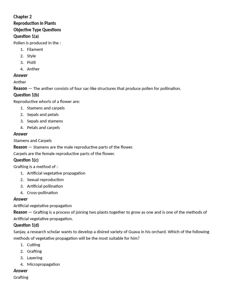 Plant Reproduction: Key Concepts & Questions | PDF | Flowers | Pollination