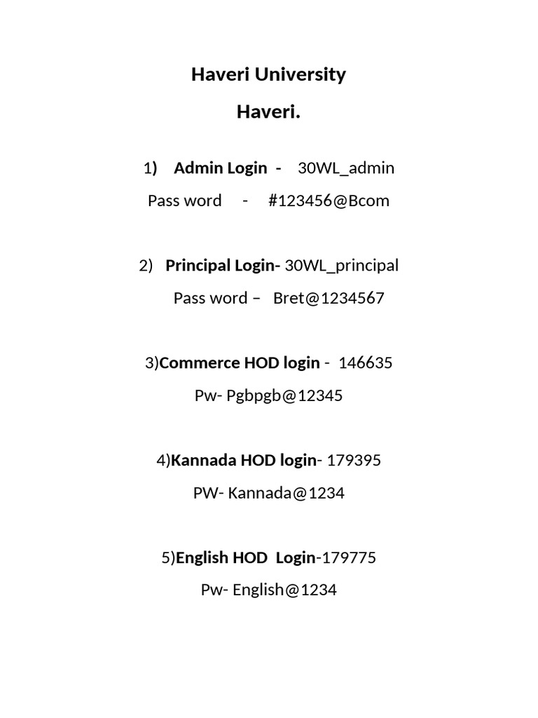 Haveri University Login | PDF