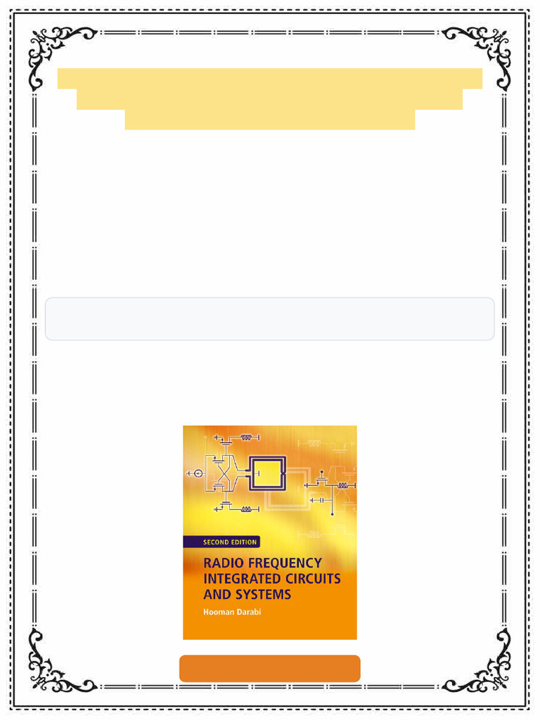 Radio Frequency Integrated Circuits and Systems 2nd 2nd Edition Hooman ...