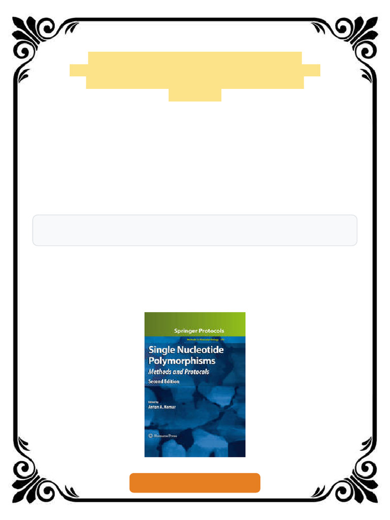 Single Nucleotide Polymorphisms Methods and Protocols 2nd Edition ...